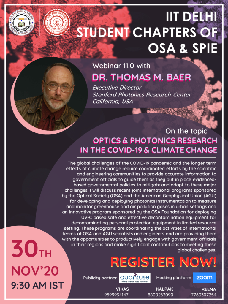 OPTICS & PHOTONICS RESEARCH IN THE COVID-19 & CLIMATE CHANGE- Dr ...